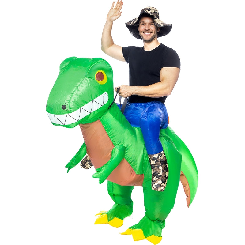 Fato Dinossauro explorador insuflável aos ombros para Homem e Mulher ...